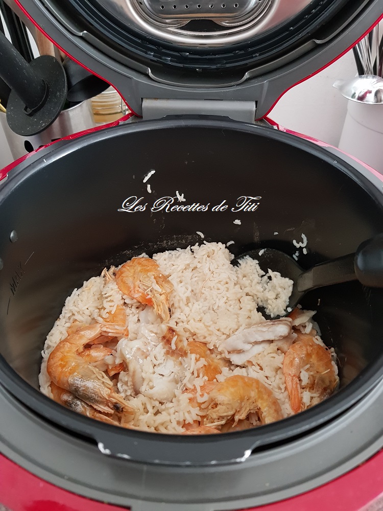 Filet de merlan, crevettes et riz au cookeo | Les Recettes de Titi